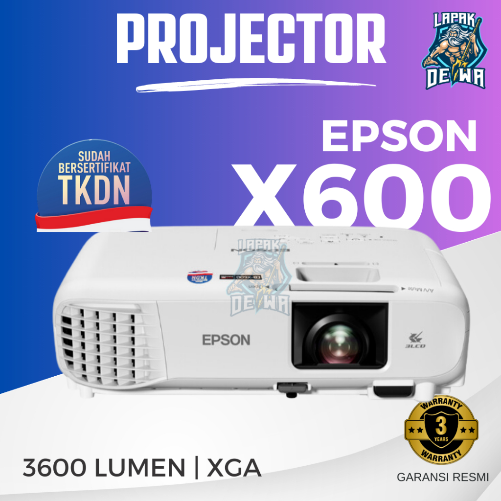 Jual Projector Epson EB X600 XGA 3LCD Proyektor 3600 Lumens TKDN 3TH | Shopee Indonesia