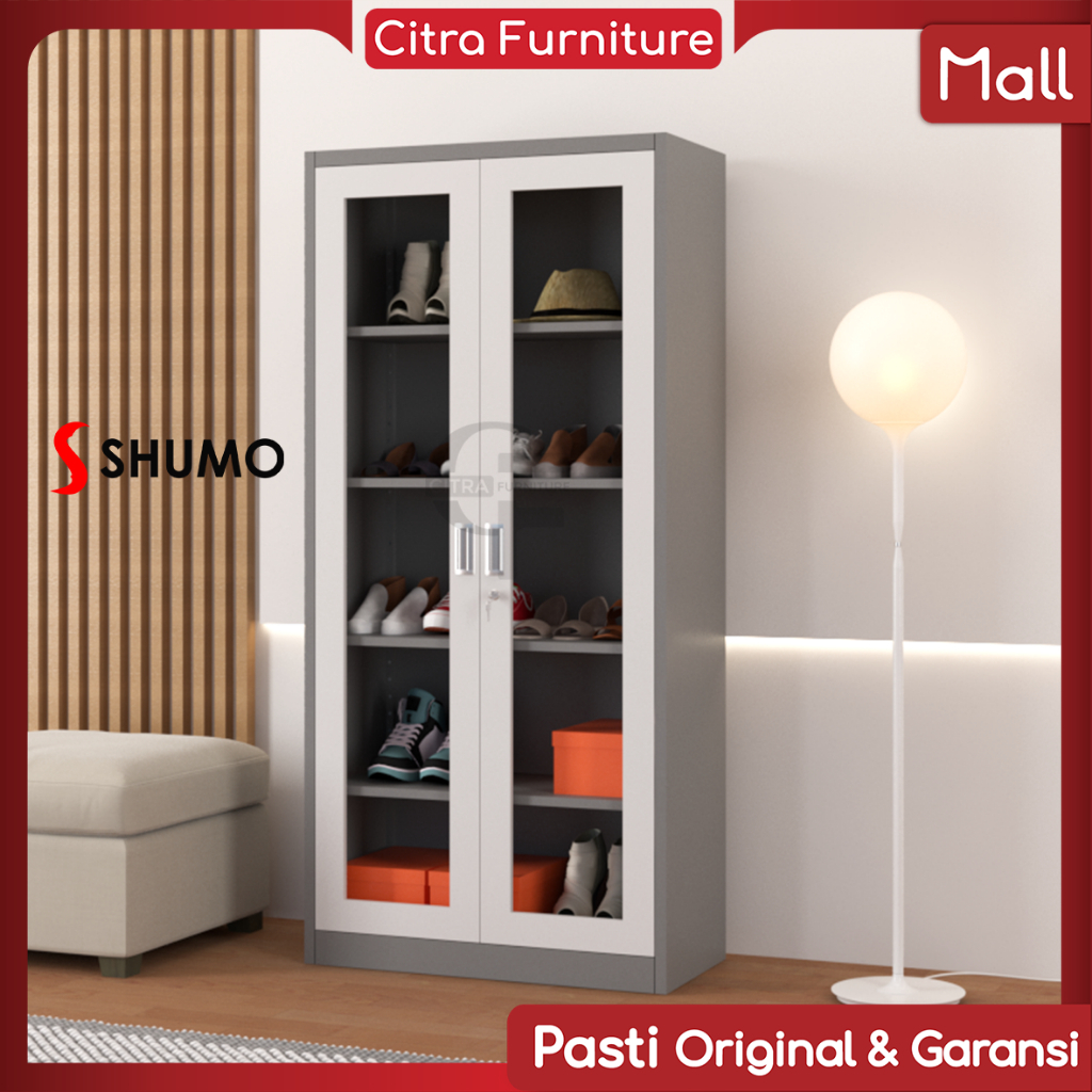 Jual Citra Furniture SHUMO Lemari Kabinet Rak Sepatu Besi Swing Kaca ...