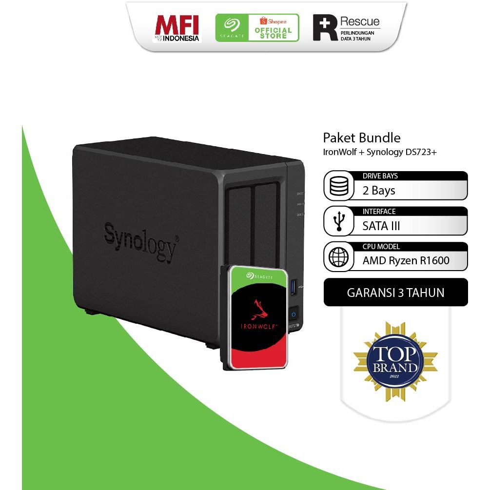 Jual [Bundle] Seagate IronWolf HDD / Hardisk NAS + Synology DS723+ 2 ...