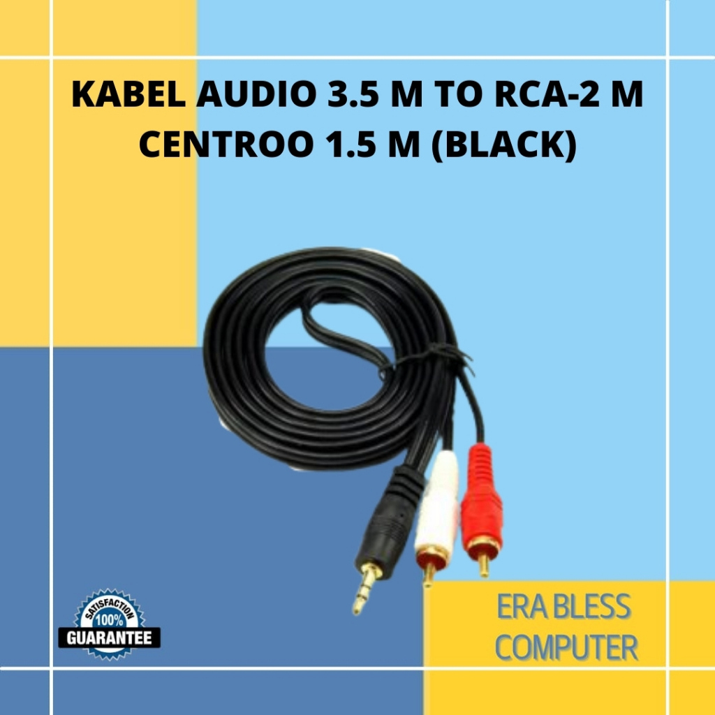Jual Kabel Audio 3.5 M to RCA 2M CENTROO (Black) | Shopee Indonesia