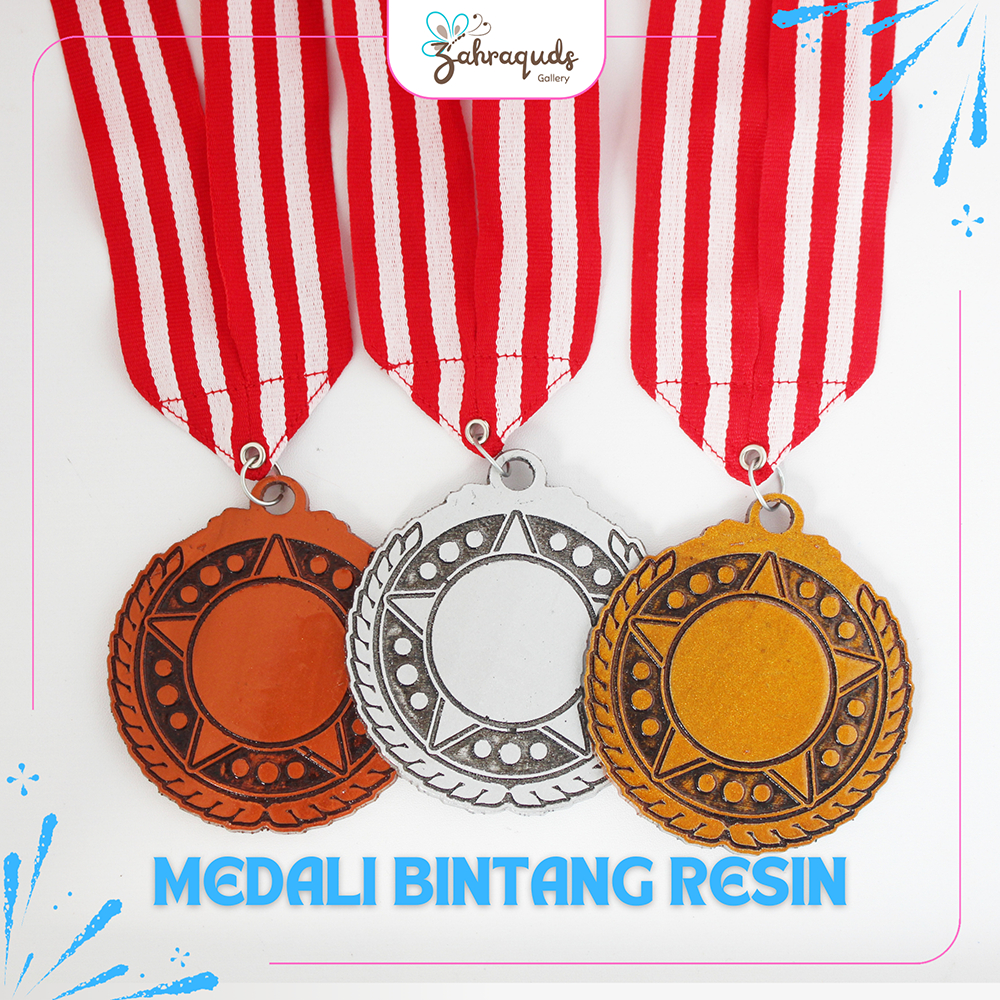 Jual Medali Bintang Emas Silver Bronze Plus Tali Merah Putih Medalion ...
