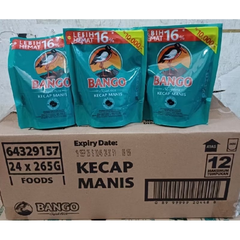 Jual Kecap Manis Bango 10000 an 1 Dus isi 24 Pcs x 265 gr | Shopee ...