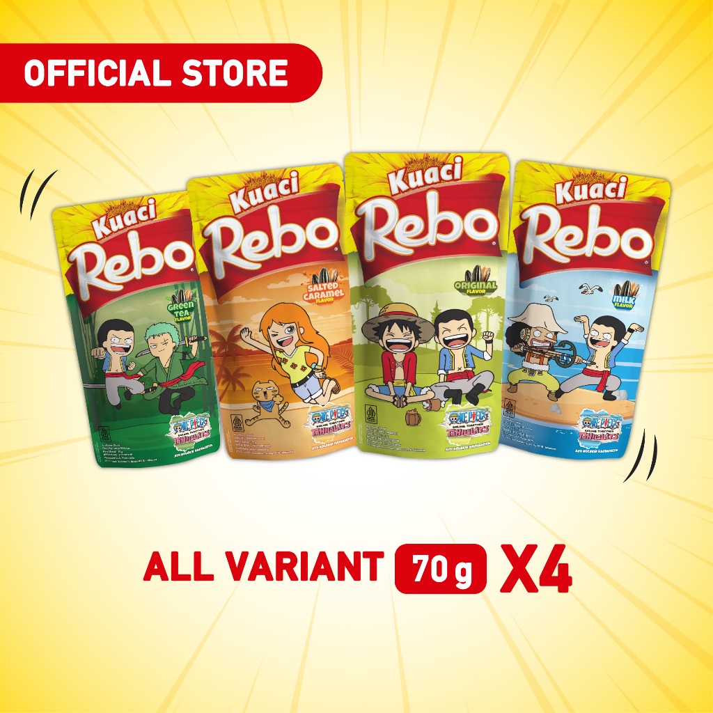 Jual Rebo Kuaci Bundling 4 PCS 70 Gram (Original, Milk, GT, Caramel ...