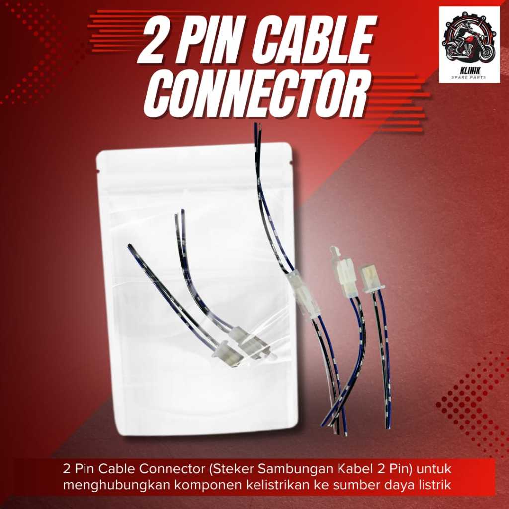 Jual Kabel Steker Sambungan Dua Pin / 2 Pin Cable Connector | Shopee ...