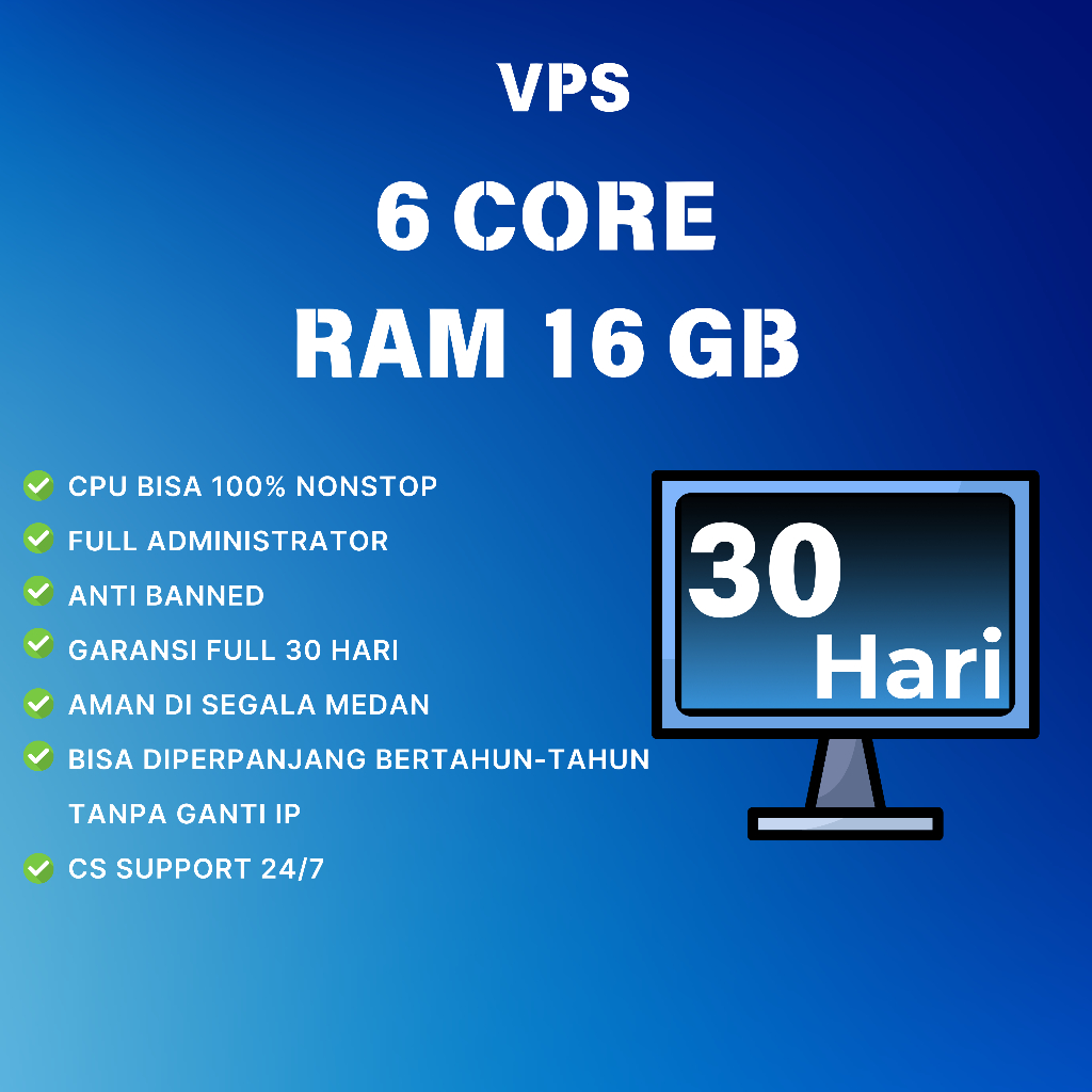 Jual VPS 6 CORE RAM 16 GB Murah Bulanan Full Admin Anti Suspend Bisa di ...