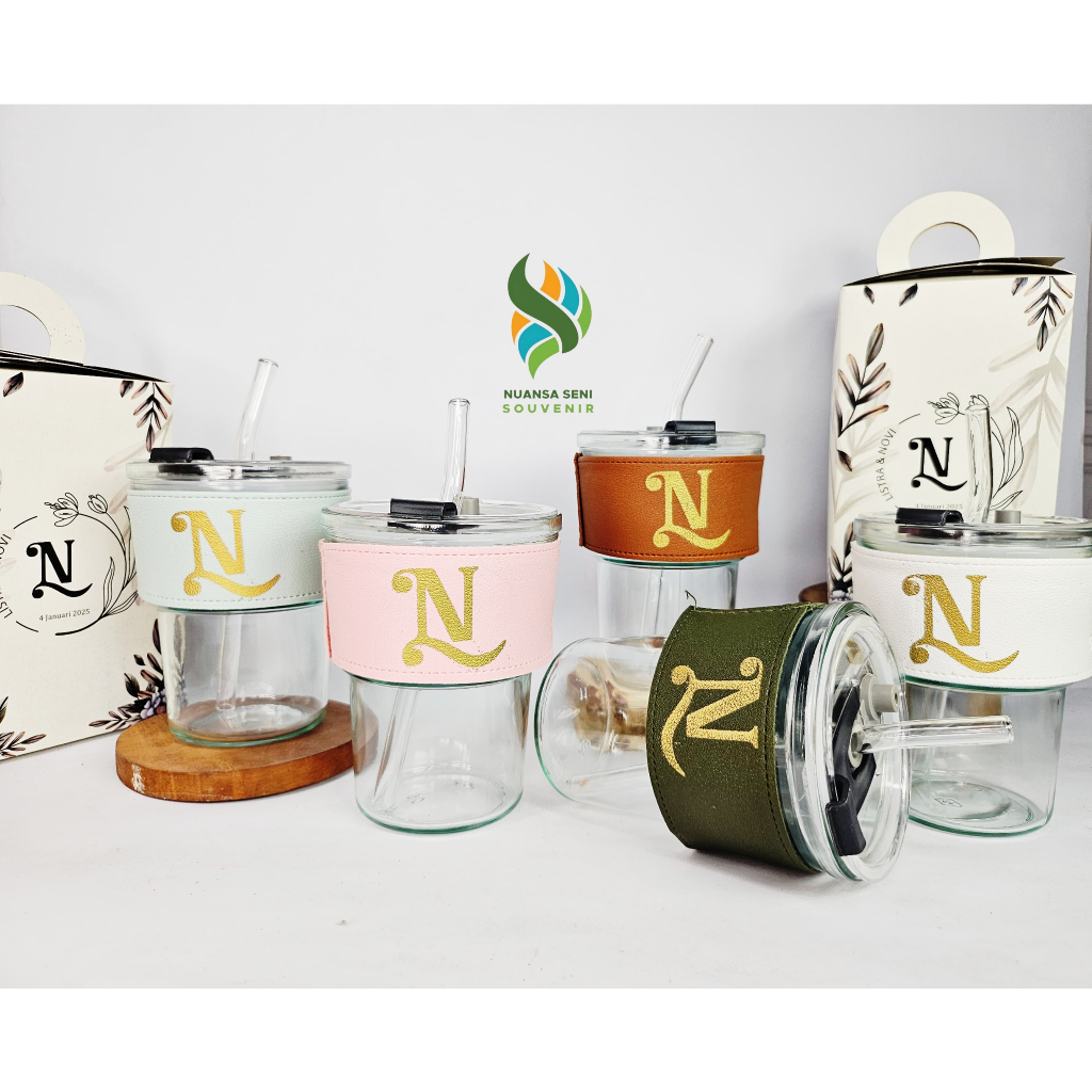 Jual Souvenir Tumbler Minum Vintage Gelas Cup Sedotan Botol Kaca Sablon ...