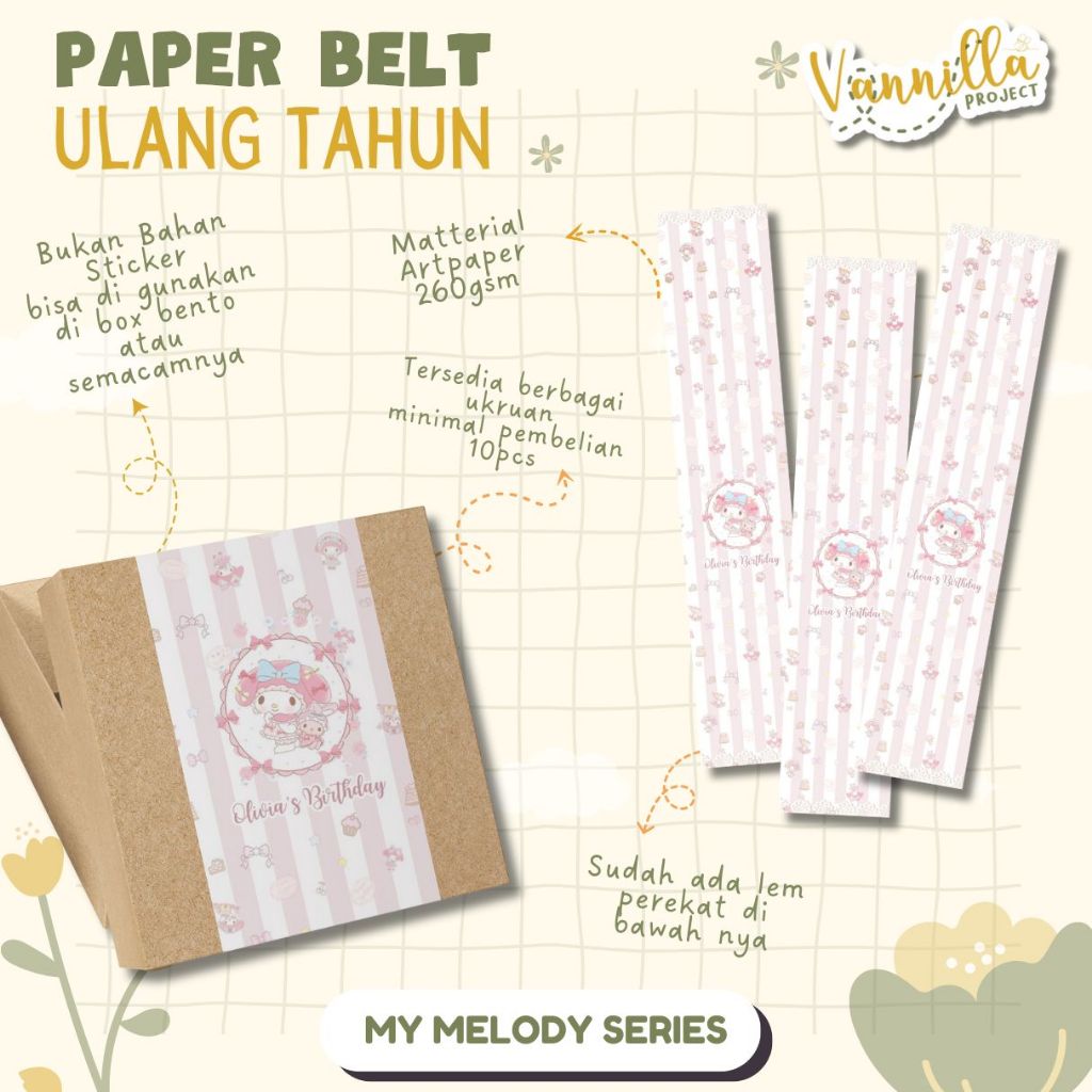 Jual Paperbelt my melody Paper Belt Bento Custom Paper Belt Idul Fitri ...