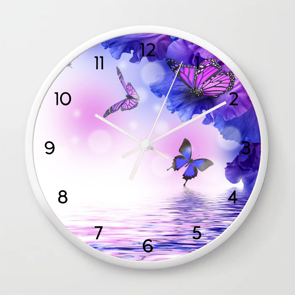 Jual Jam dinding kupu-kupu ungu jam hiasan dinding modern cocok untuk ...