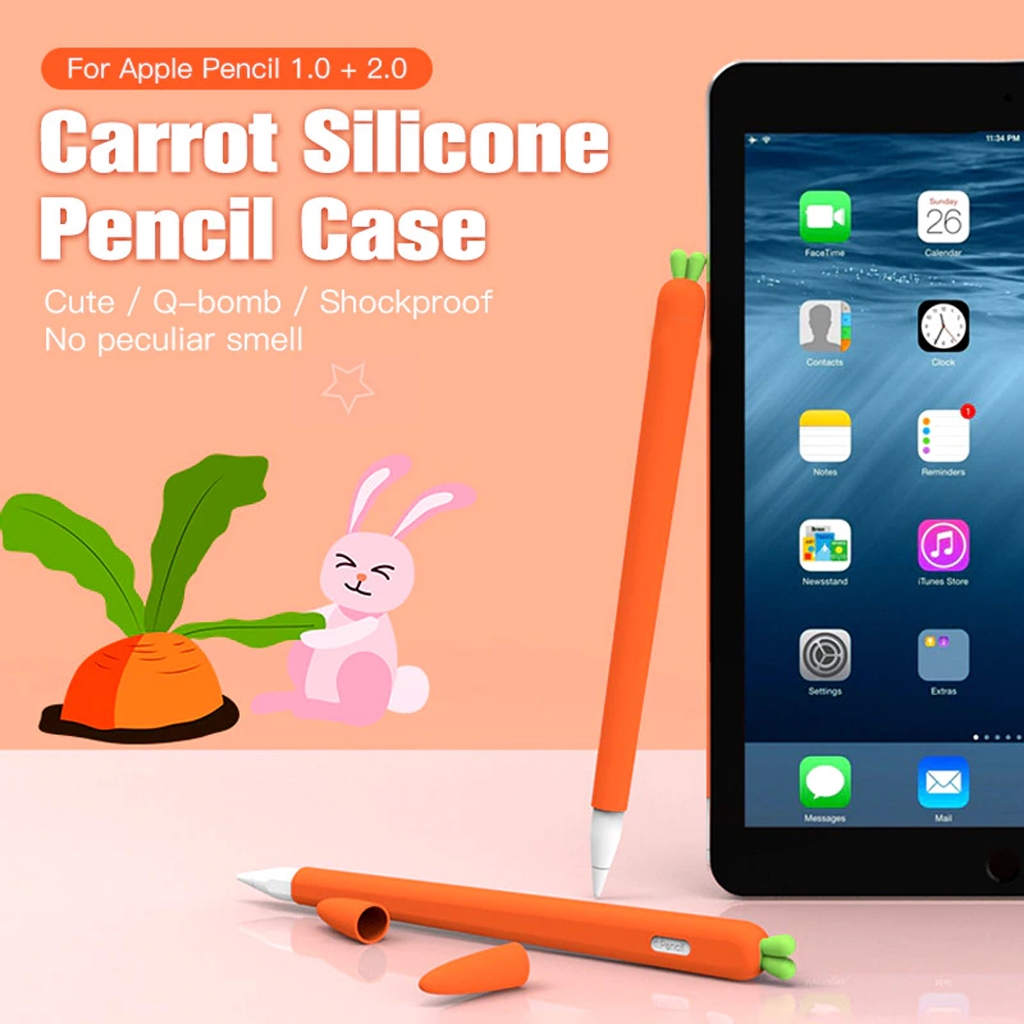 Jual Apple Pencil Case Soft Silicone Cute Model Carrot Gen 1 & 2 Touch ...