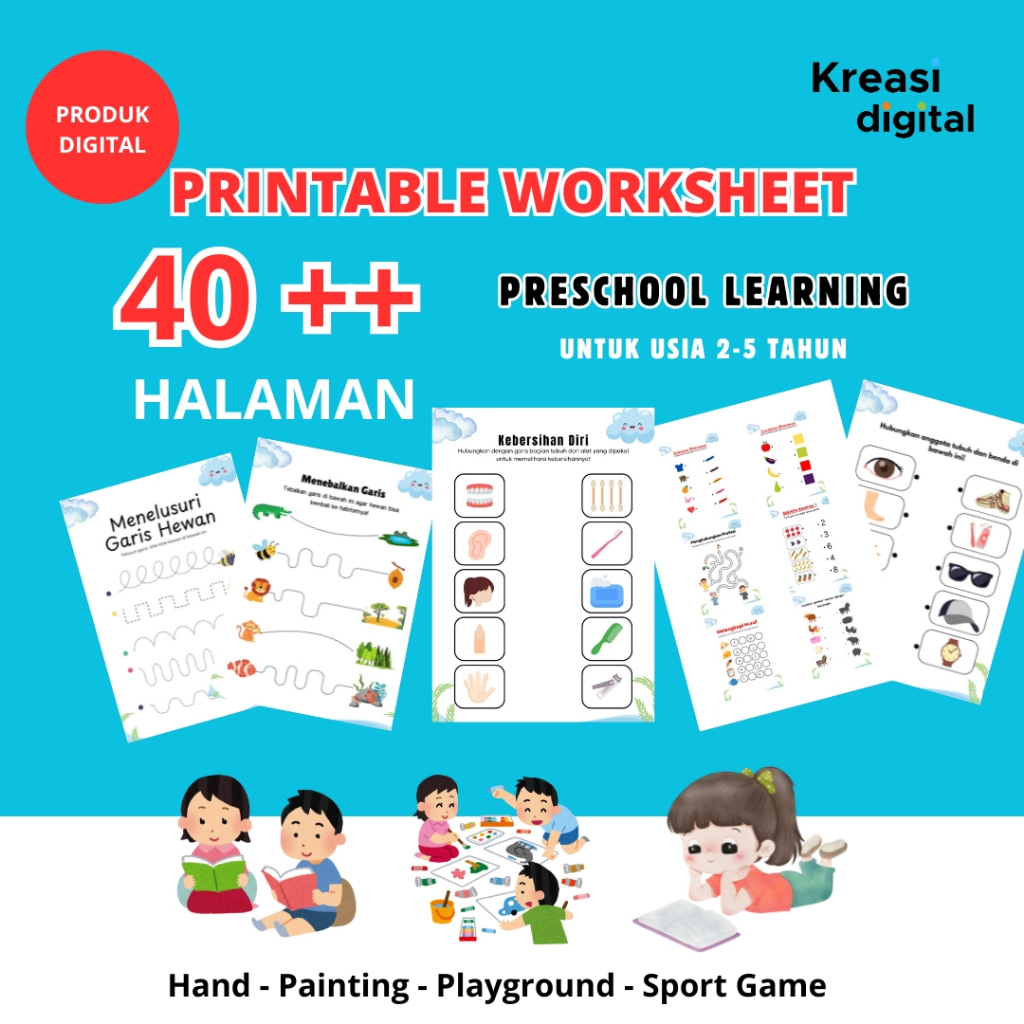 Jual Worksheet paket belajar Anak pra sekolah Tk & Paud isi 40 halaman ...