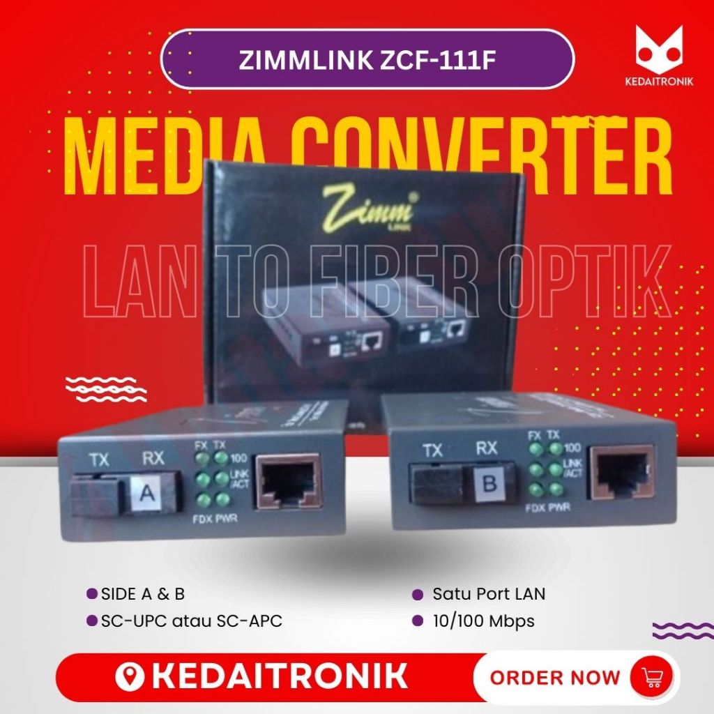 Jual Zimmlink Converter ZCF 111F Media Fiber Optik 10/100 Mbps AB LAN RJ45 | Shopee Indonesia