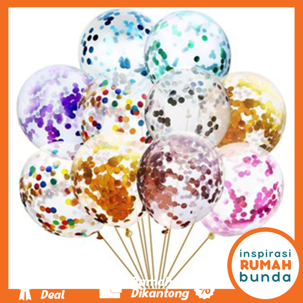 Jual Balon Latex Confetti/ Balloon Lateks Transparan Isi Confetti ...