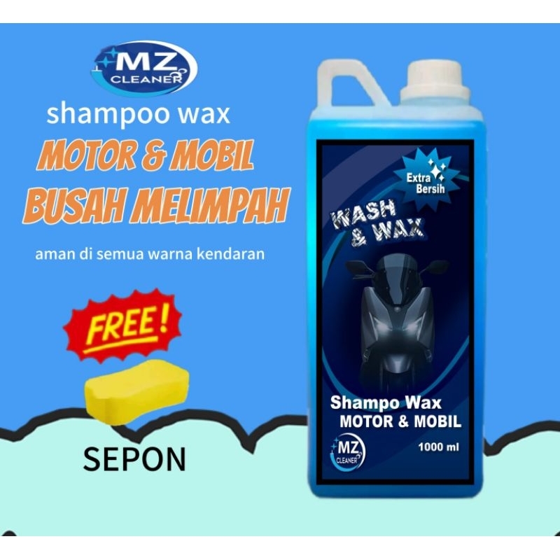 Jual MZ sampo wax sabun sampo mobil motor 1 liter warna BIRU busah ...