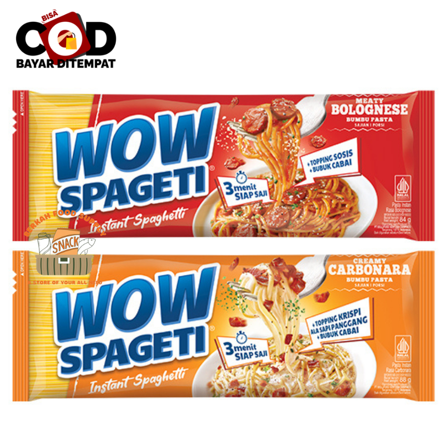Jual [ BERKAH ] Wow Spageti Instan Spaghetti 88gr Creamy Carbonara Meaty Bolognese Pasta Mie ...