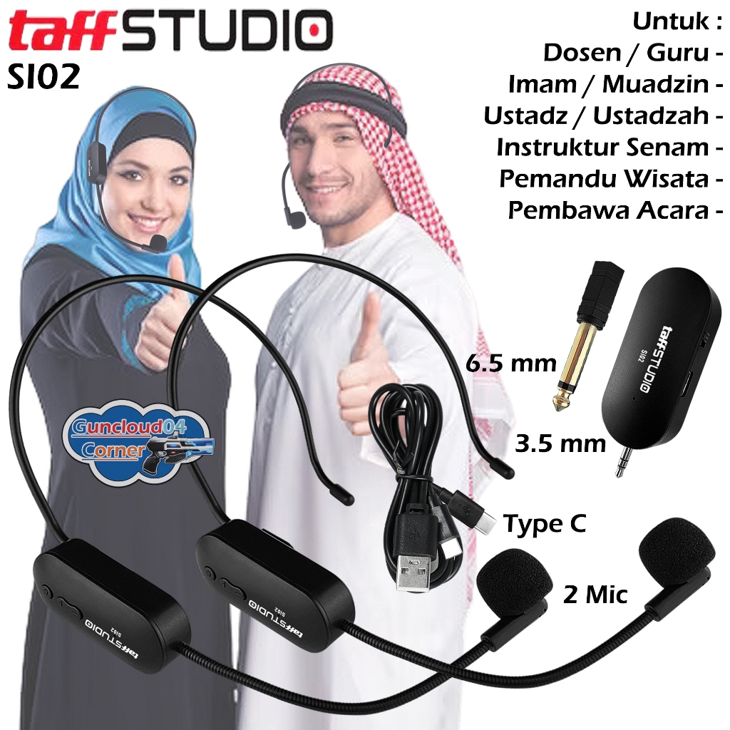 Jual taffSTUDIO All Series SI02 SI01 HX-W002 HX-W021 Microphone UHF Dosen Guru Imam Muadzin ...