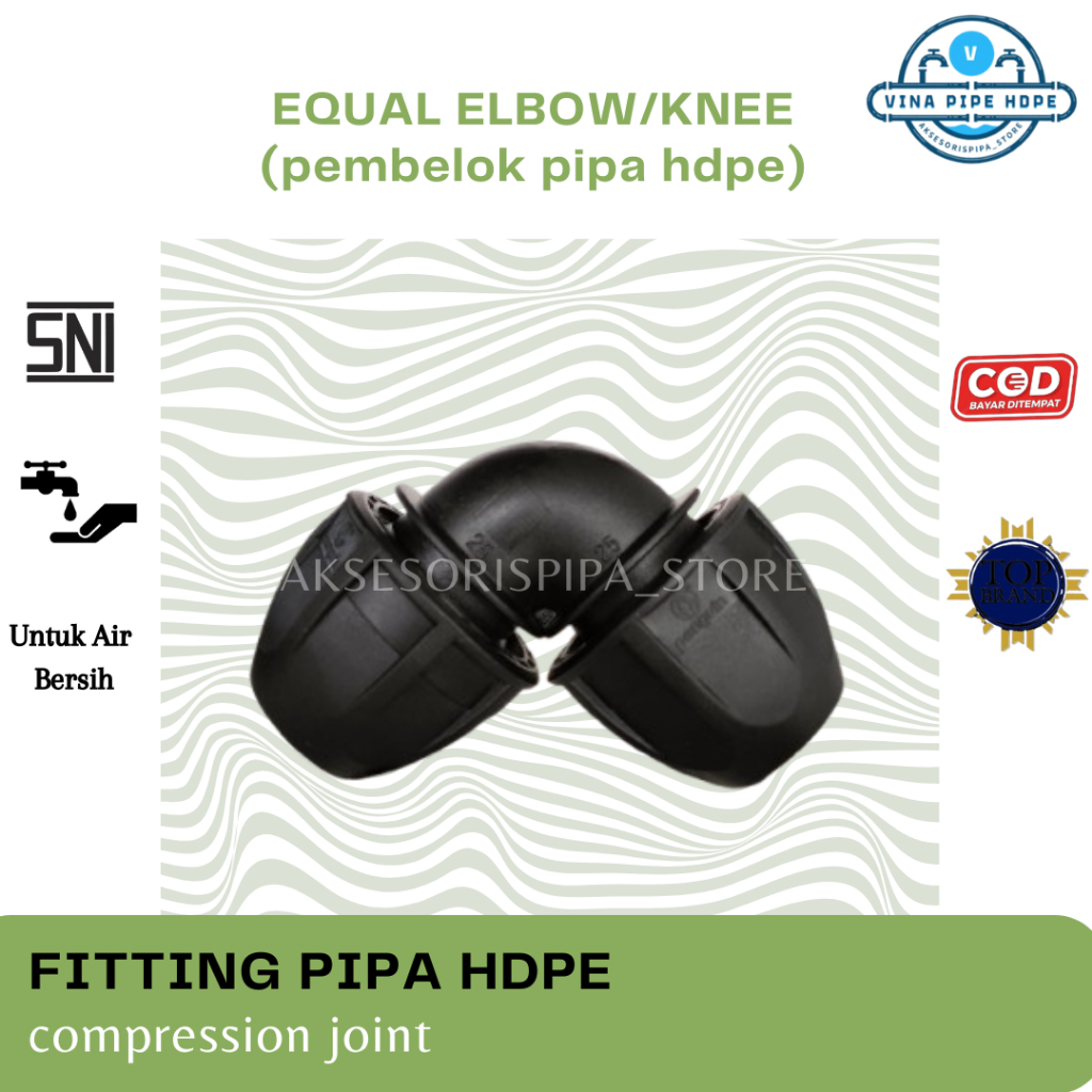 Jual equal elbow atau knee hdpe ukuran 1/2 inch atau 20mm | Shopee ...