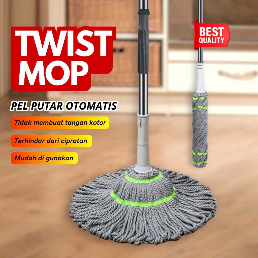 Jual JIAROU Ultra Praktis Twist Mop 1set alat kain lap pel lantai peras ...
