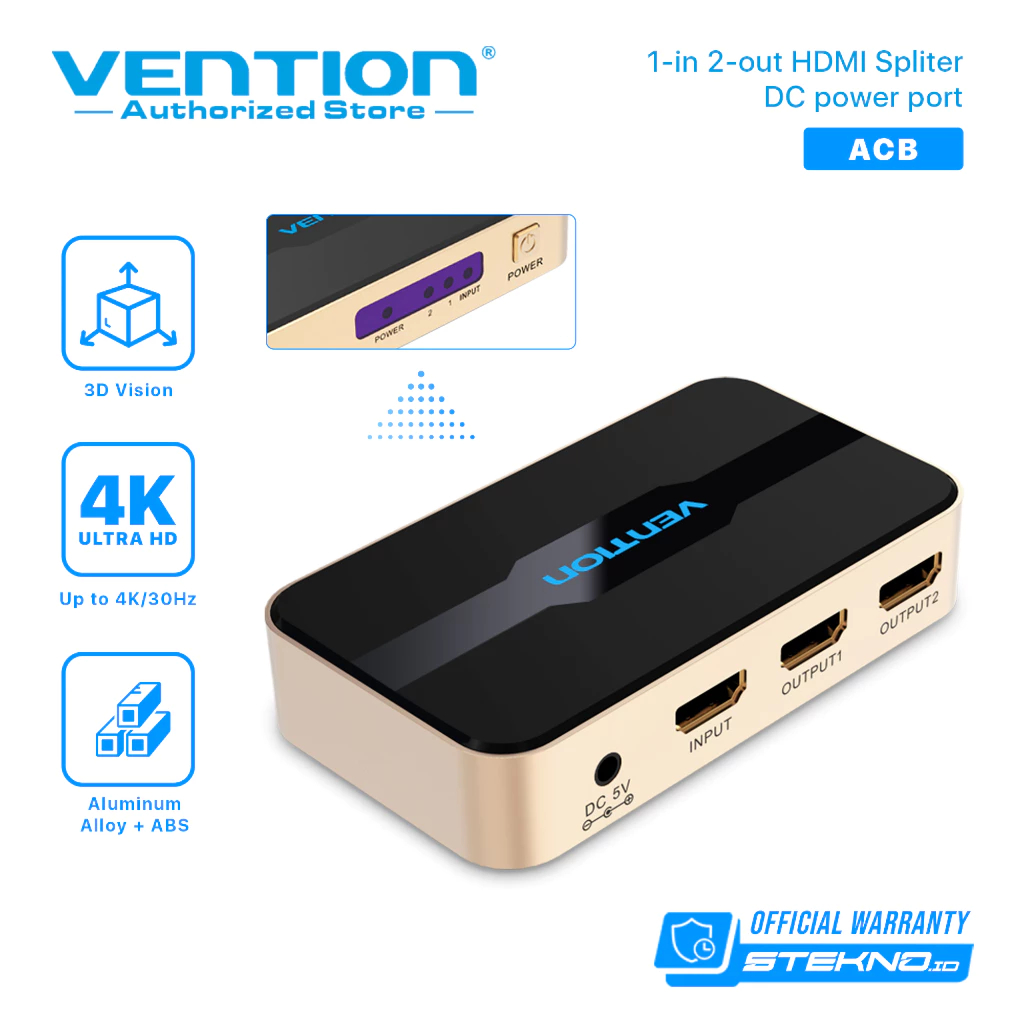Jual Vention HDMI Splitter 1 Input 2 Output 3D 4K @30HZ HDMI Proyektor ...