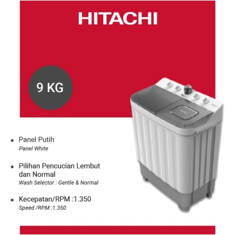 Jual HITACHI MESIN CUCI TWIN TUBE 9KG LLJ09JWT | Shopee Indonesia