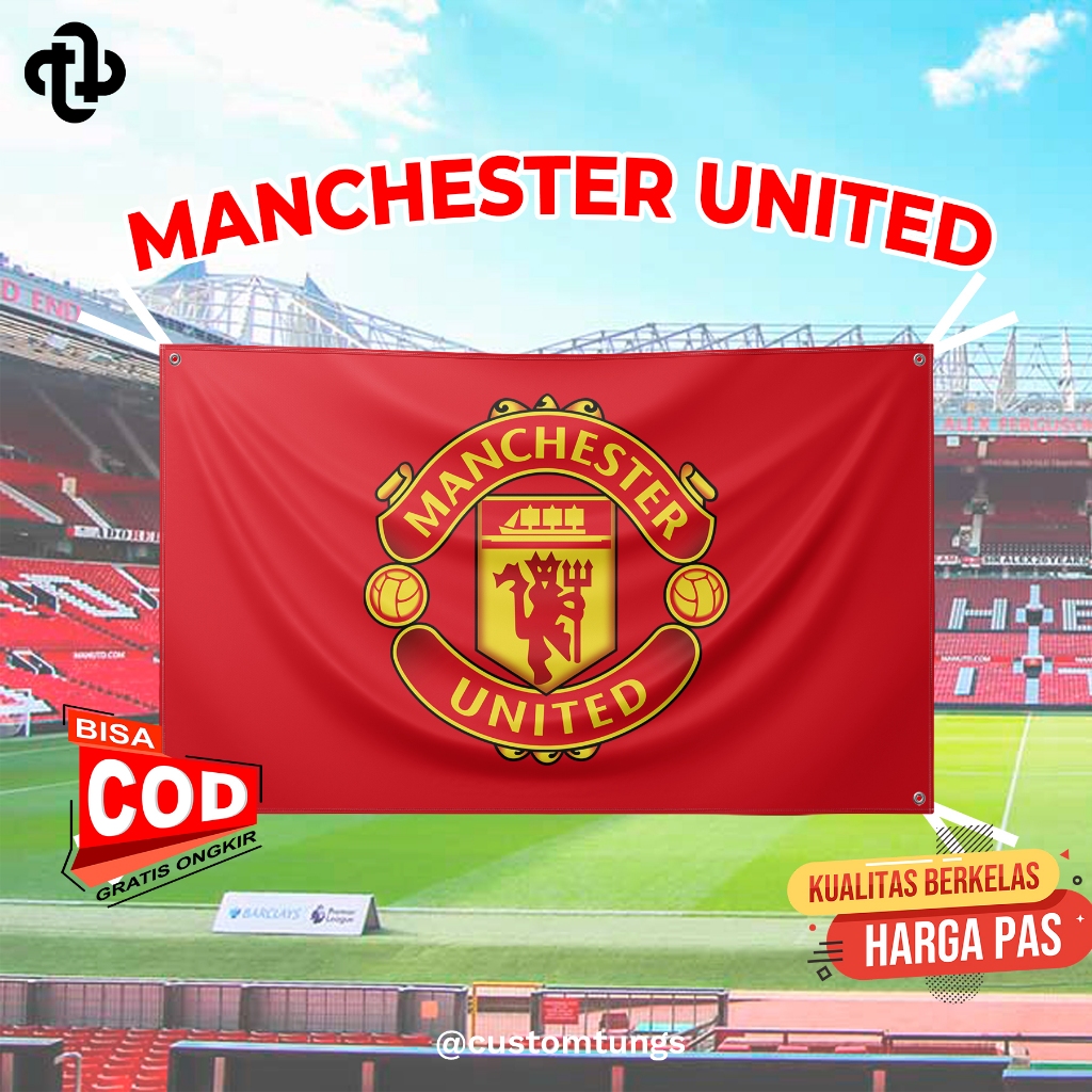 Jual BENDERA MANCHESTER UNITED FULL PRINTING UKURAN 90X60cm | Shopee ...