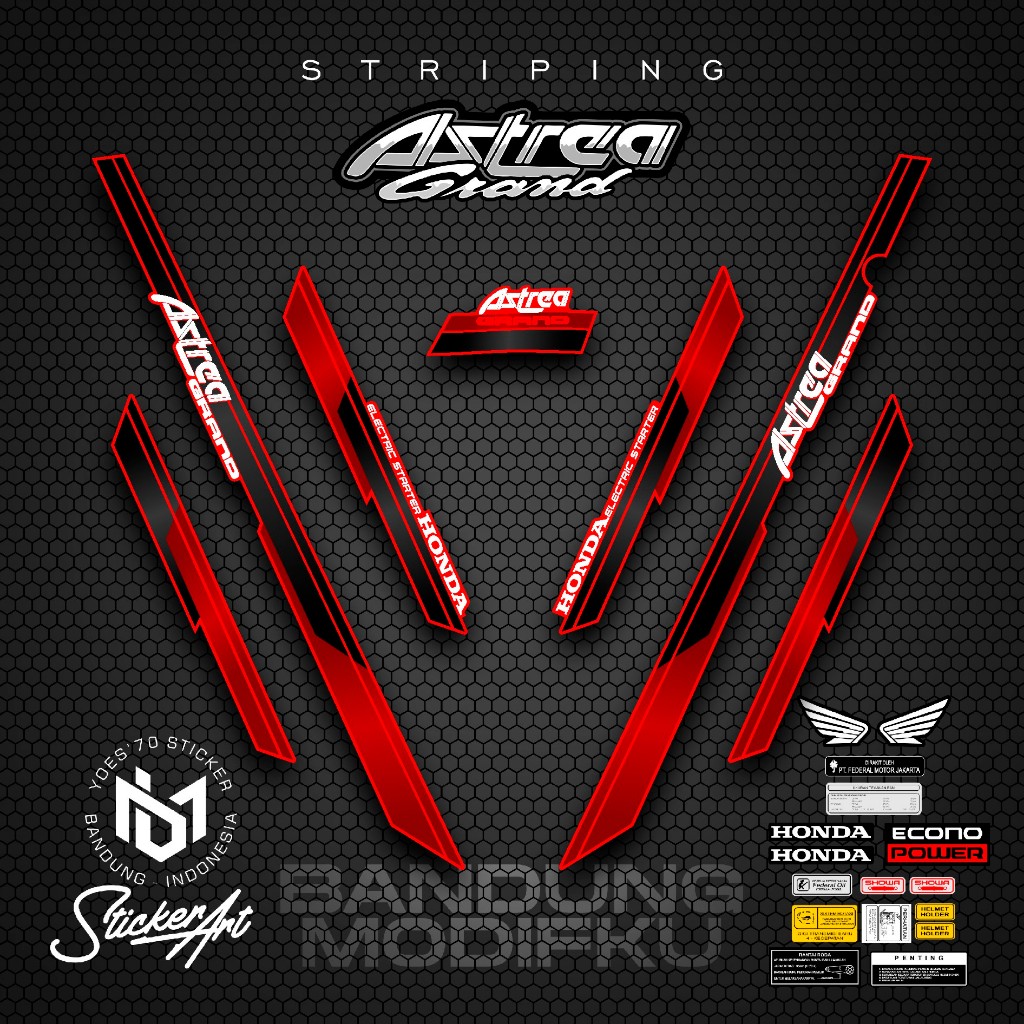 Jual STRIPING STICKER HONDA GRAND ASTREA 73 ALUZ / STIKER ASTREA GRAND ...