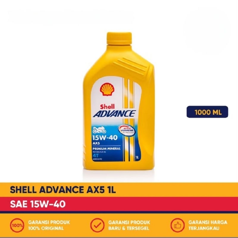 Jual Shell Advance AX5 15W/40 1L (Non matic) ORIGINAL 100% | Shopee ...