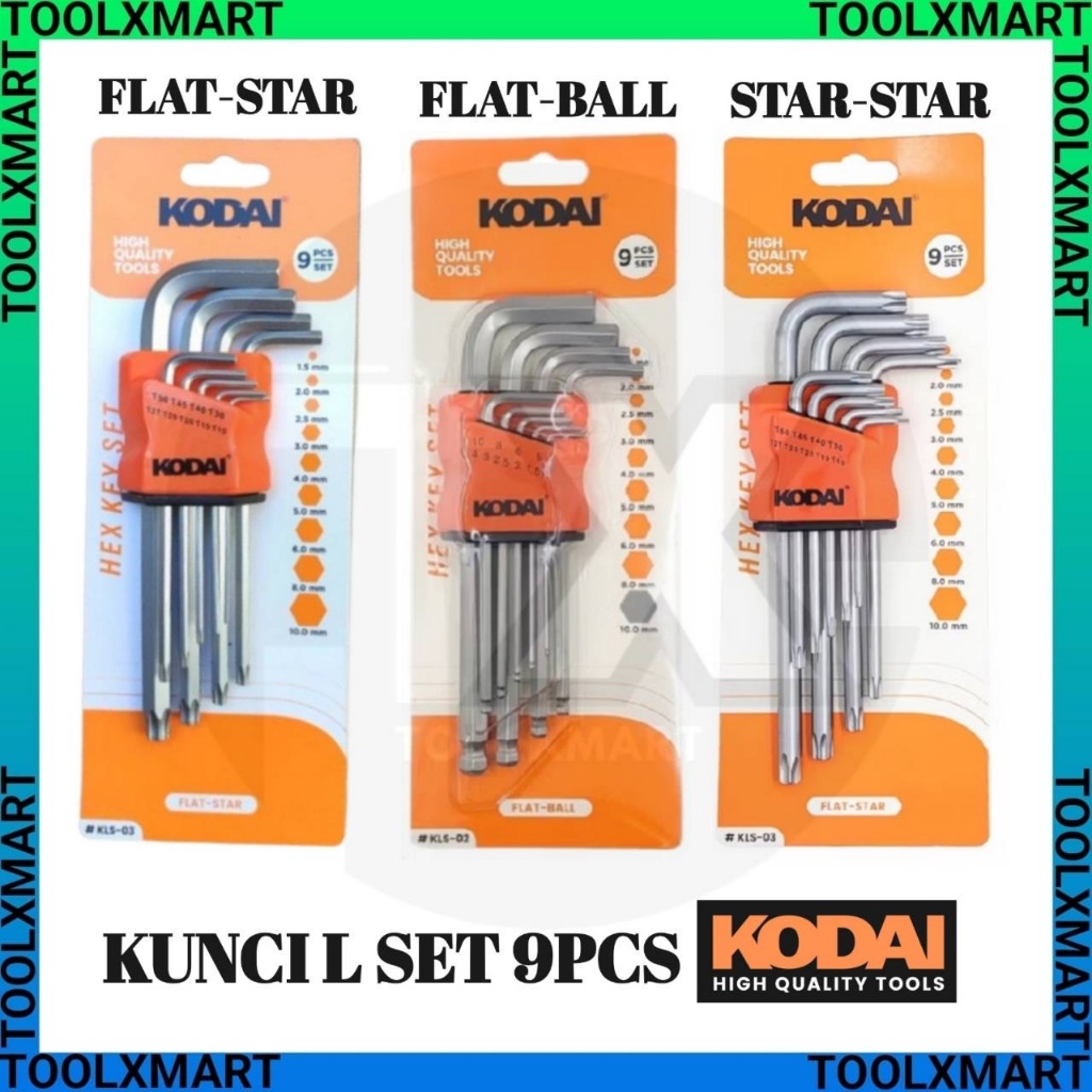 Jual Kunci L Set 9 Pcs Flat-star Flat-Ball Star-star / Kunci Leher ...