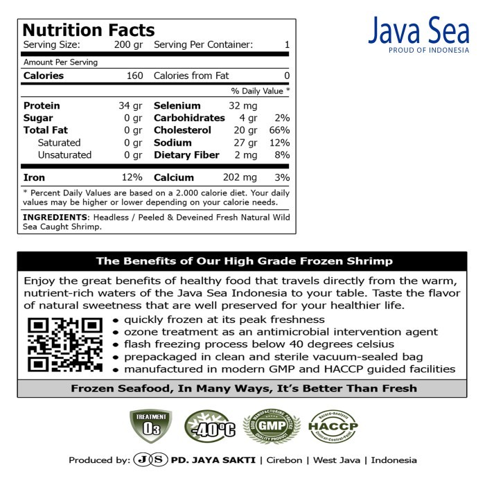 Jual JAVA SEA Udang Vanamei Kupas Sisa Ekor PTO V 25/30 200gram ...