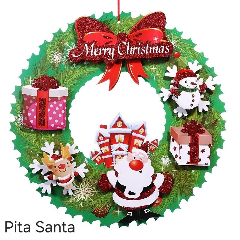 Jual Hiasan Wreath Kertas, Tempelan Dinding Gantungan Pintu Kaca Natal ...