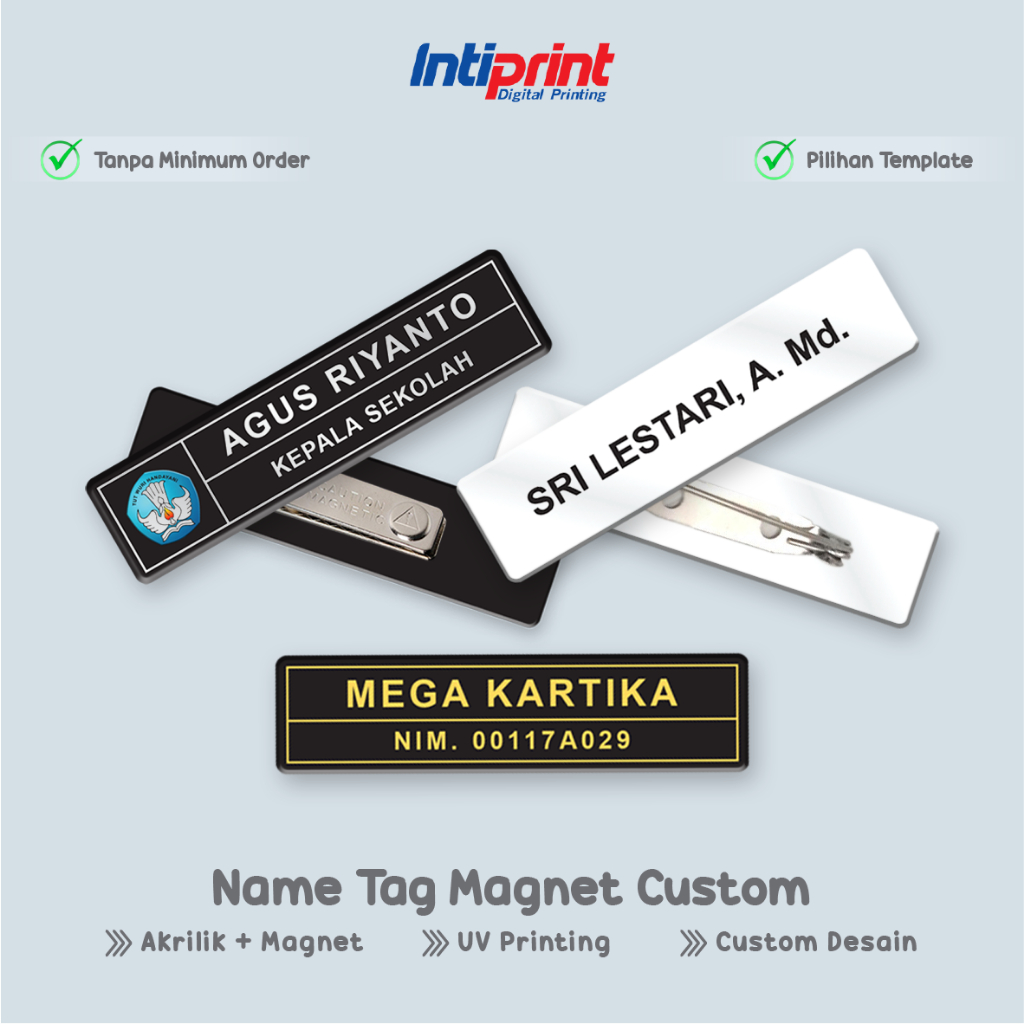 Jual Name Tag Custom/Papan Nama Akrilik/ Nametag Magnet Print UV ...