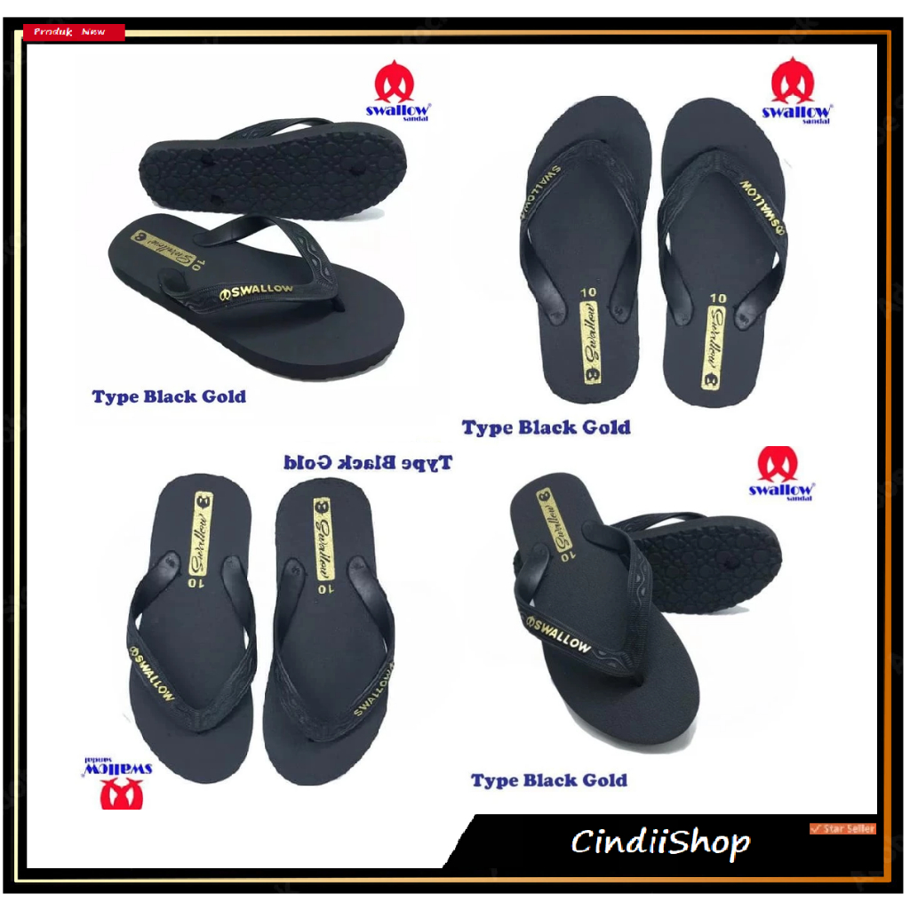 Jual Sandal Jepit Pria Wanita Swallow Hitam Sendal Japit Swalow Black ...
