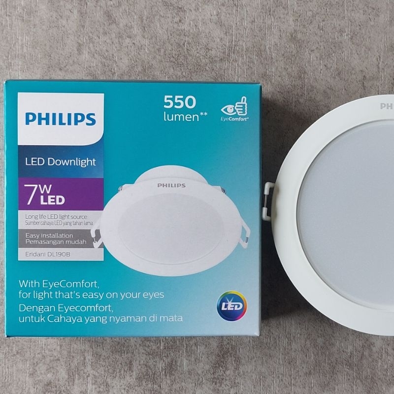 Jual Lampu PHILIPS LED Downlight Eridani DL190B 7 Watt 4 Inch Cahaya Putih 6500K Kuning Warm ...