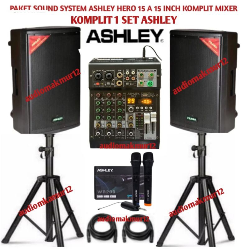 Jual Speaker Sound System Ashley HERO 15A HERO15A 15 Inch Komplit Mixer Ashley 4 Channel Channel ...