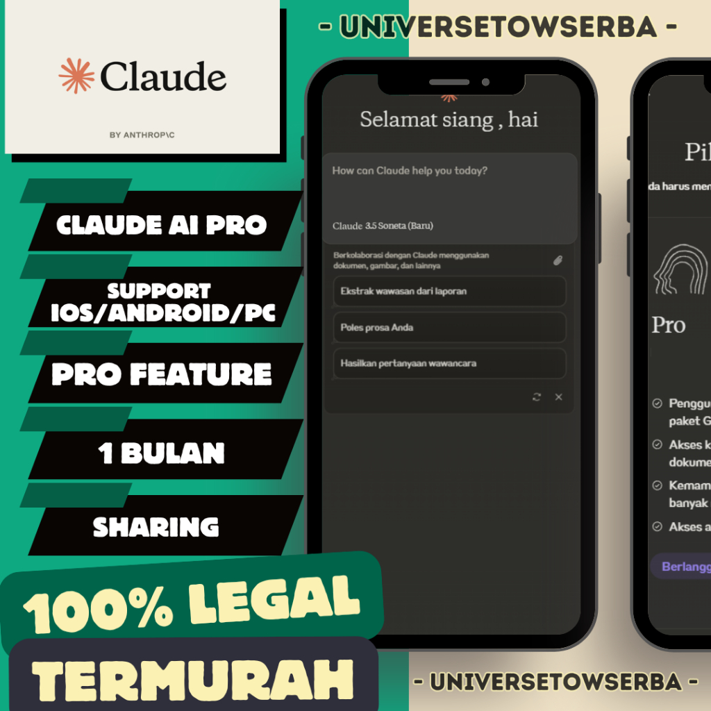Jual CLAUDE AI PRO 1 BULAN TERMURAH PROSES KILAT | FULL GARANSI | Shopee Indonesia