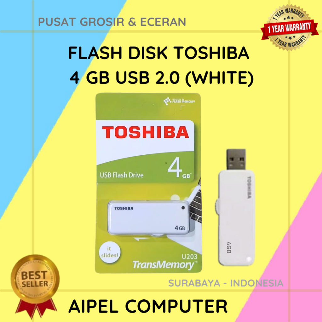 Jual FDT4 | FLASH DISK TOSHIBA 4 GB USB 2.0 (WHITE) | Shopee Indonesia