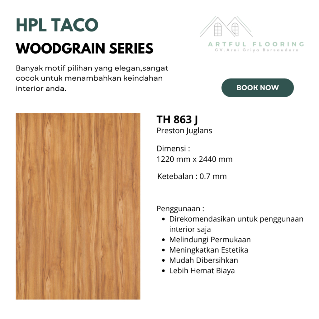 Jual PROMO HPL TACO WOODGRAIN Tipe Preston Juglans-Kode TH 863 J ...