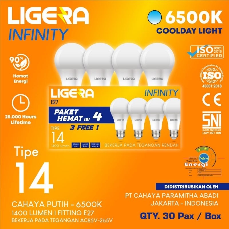 Jual Led Paket Ligera Infinity 8w 10w 14w - Led Pack Isi 4 Lampu Ligera ...