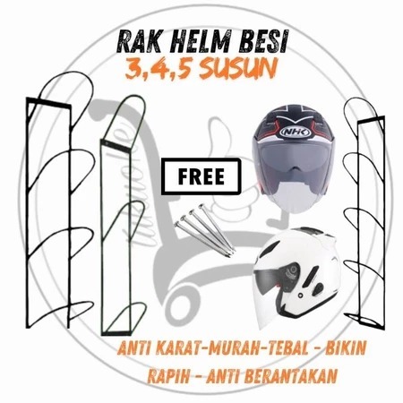 Jual RAK HELM GANTUNG BESI 5 SUSUN /RAK GANTUNGAN HELM KOKOH KUAT NEMPEL DINDING TEMPAT HELMET ...