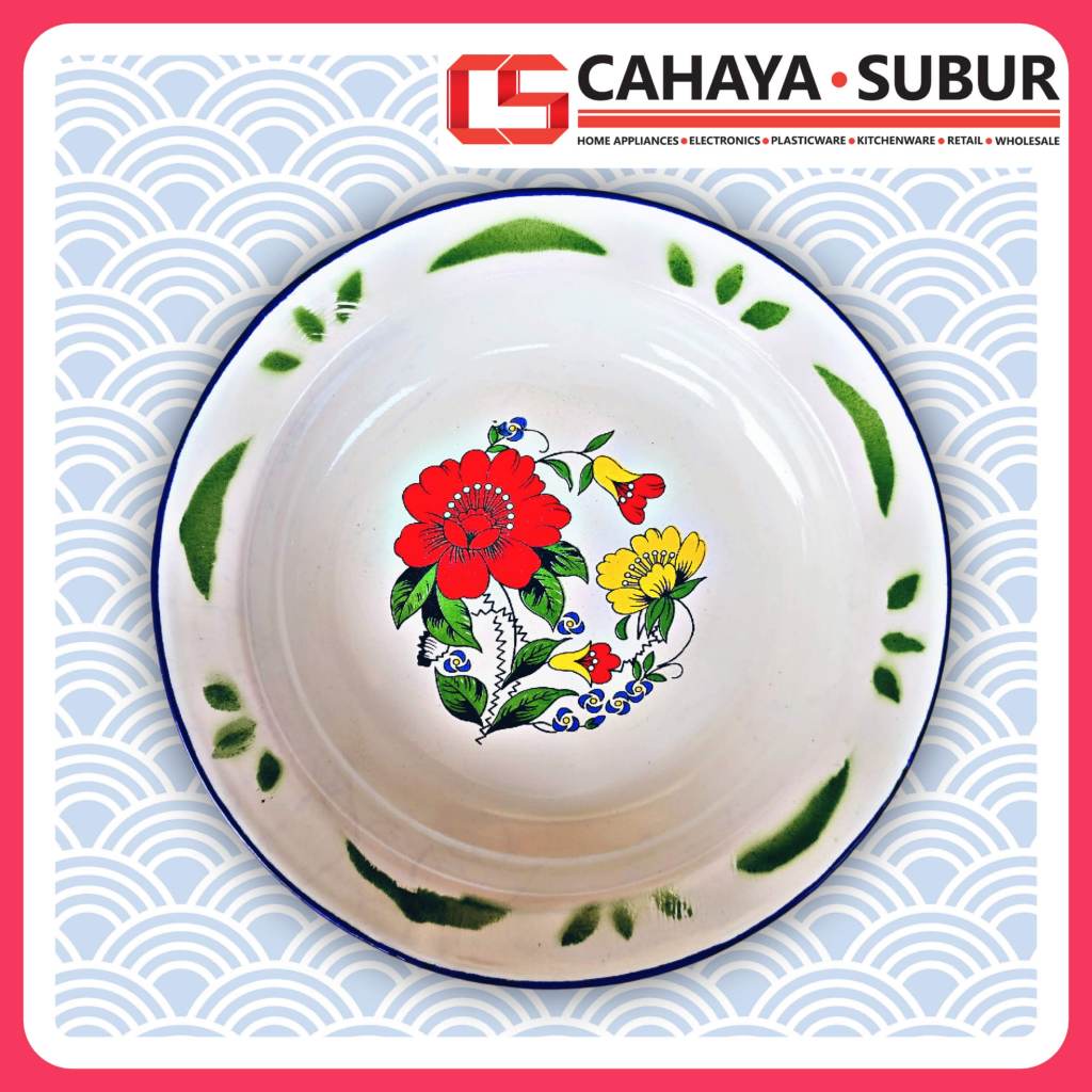 Jual Piring Makan Enamel Motif Kembang 22cm Harga Satuan Piring Kaleng ...