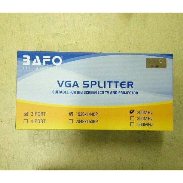 Jual Pilihan Vga Spliter 2 Port Bafo 25Mhz Splitter 12 2port Orinal | Shopee Indonesia
