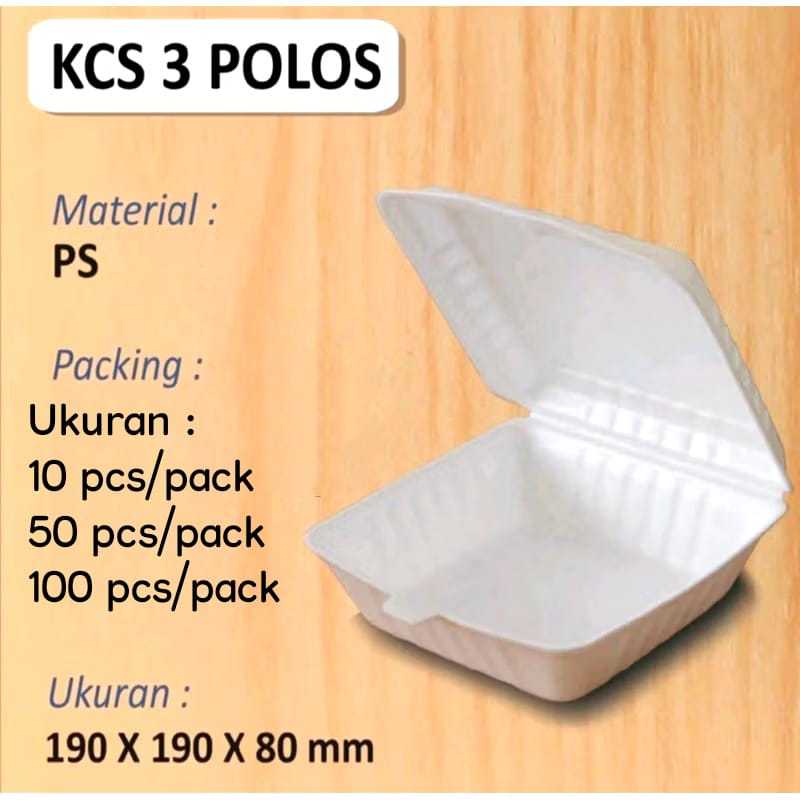 Jual Styrofoam/Sterofoam Gabus Lunch BOx Besar KCS - 3 Nasi Box | Shopee Indonesia