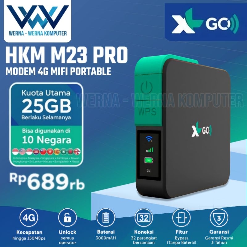 Jual XL GO Modem MiFi HKM M23 Pro Modem WiFi 4G LTE Free Data 25GB XLGO ...
