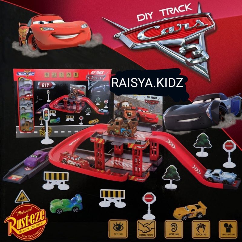 Jual Mainan Car McQueen parking lot cars springs race track/ Mainan red ...