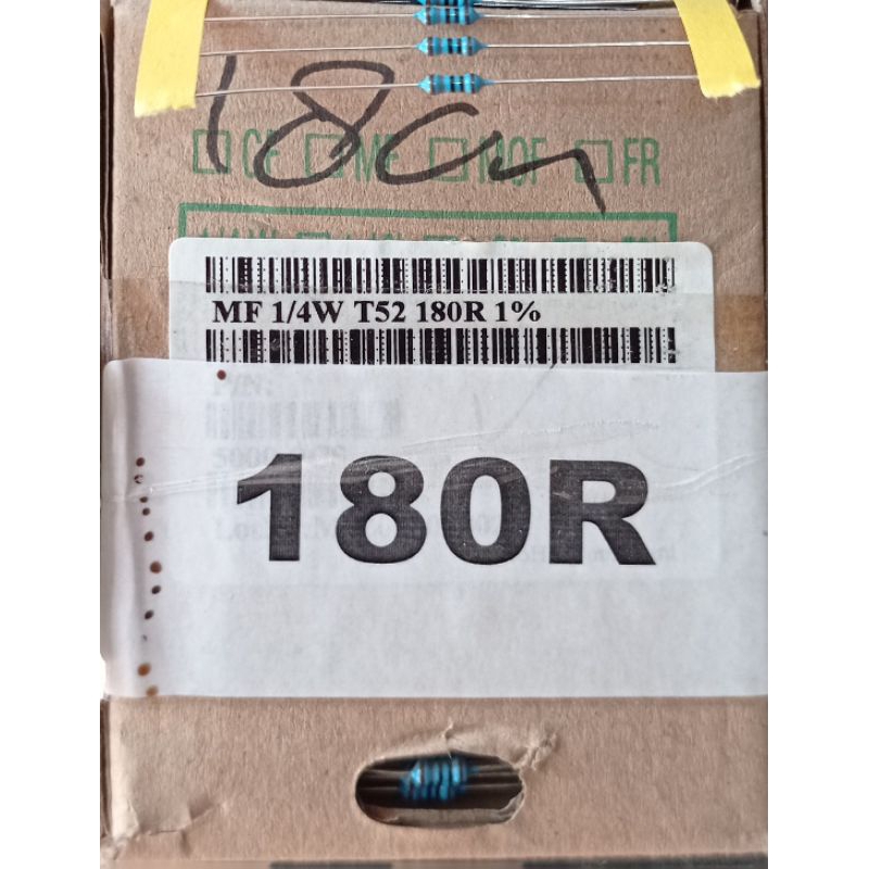 Jual Resistor Metal 180R 1/4Watt MF 1/4W T52-180R-1% Resistor Taiwan ...