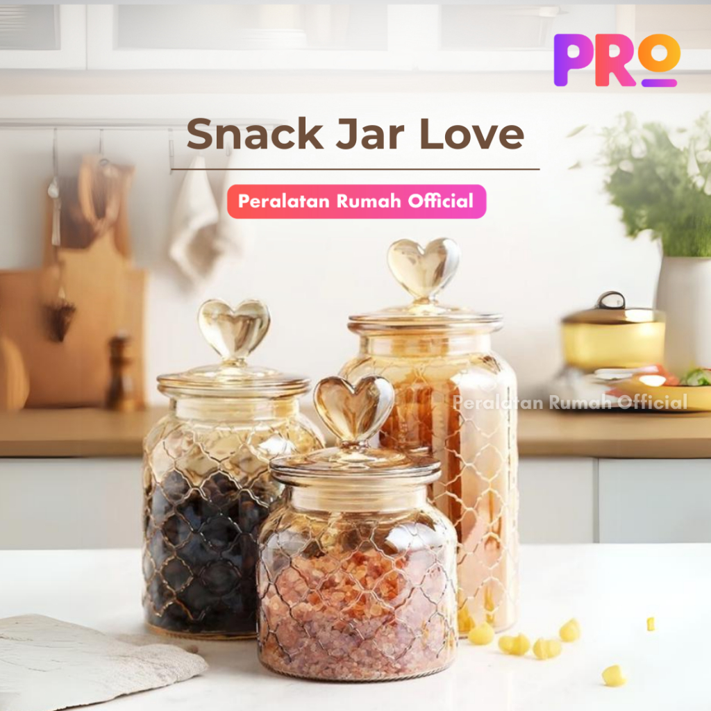 Jual [ COD ] PRO Snack Jar Love Toples Botol Kaca Hati Bulat Transparan ...