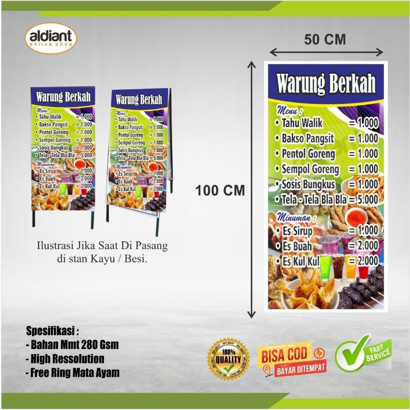 Jual CETAK MMT BANNER SPANDUK WARUNG JUALAN 100X50CM 2lembar | Shopee ...