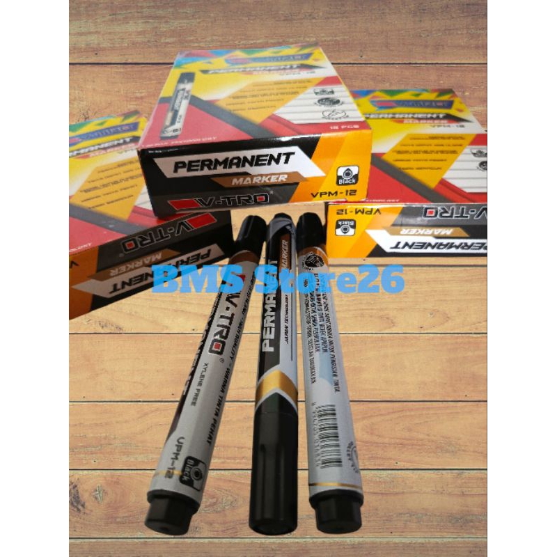 Jual Spidol Permanent Marker - Spidol Vtro Permanent - 1 Pack Isi 12 ...