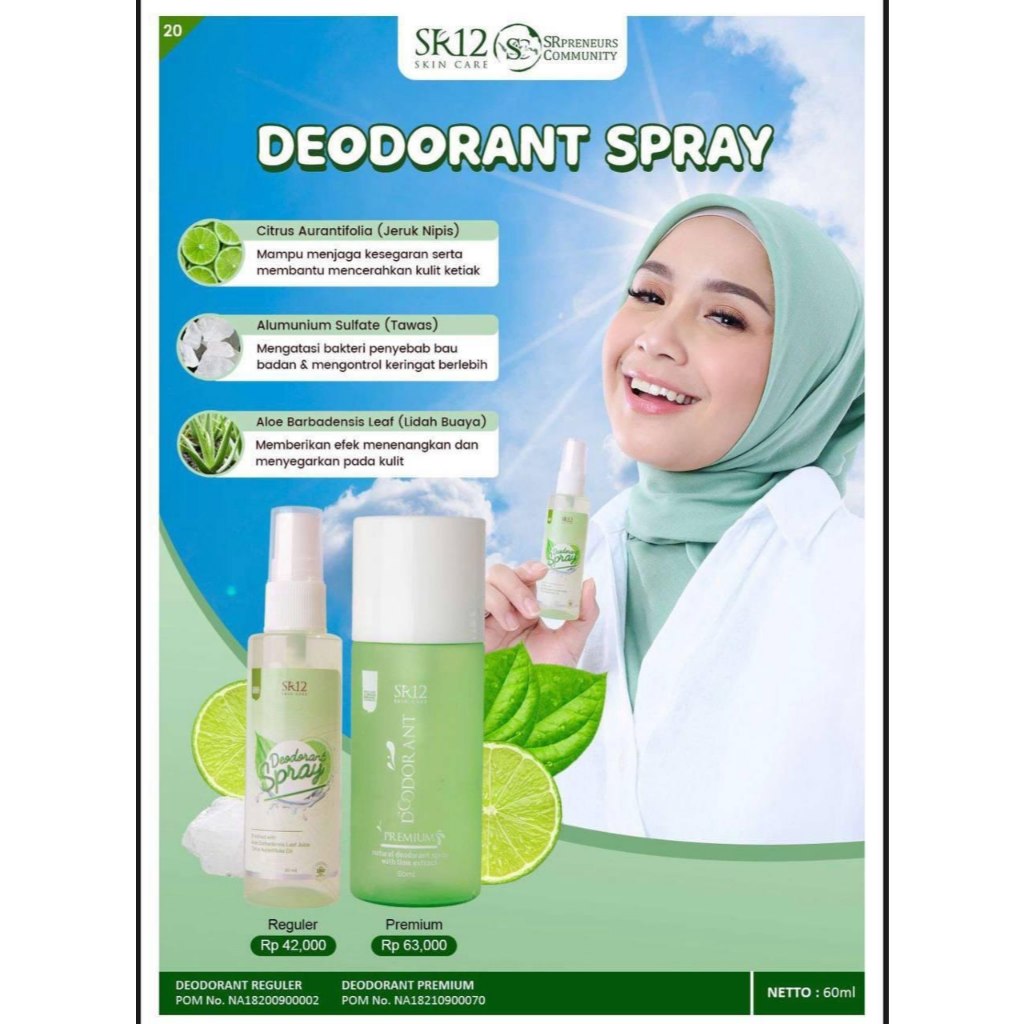 Jual SR12 Deodorant Spray Reguler dan Premium Tersertifikasi Halal dan ...