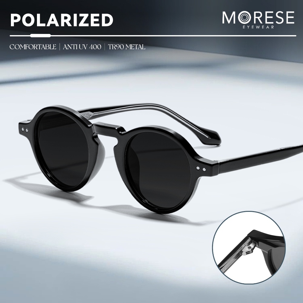 Jual Morese Kacamata Sunglasses Polarized Hitam Anti Silau UV400 Model Bulat Style Retro Simple ...