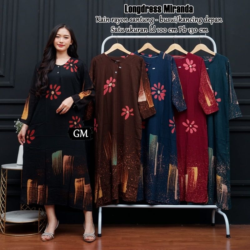 Jual Daster panjang busui kancing depan kain rayon adem nyaman dipakai ...
